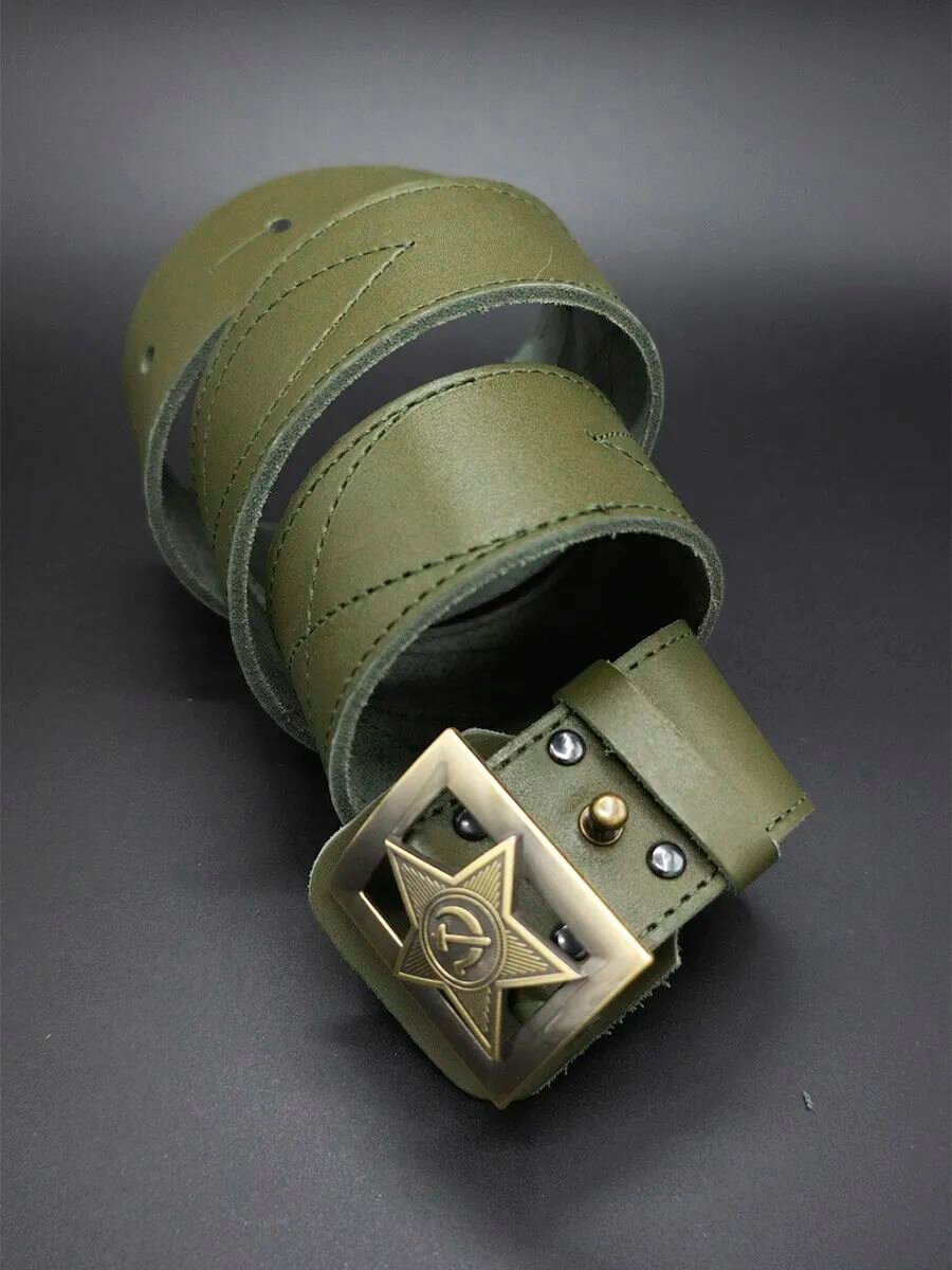 Ремень офицерский звезда РККА 1940 без подклада тактический ГОСТ в подарок коричневый