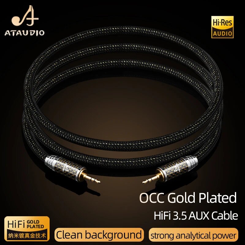 ATAUDIO HiFi AUX кабель 3.5 мм, 1.5 м, OCC, Gold Plated