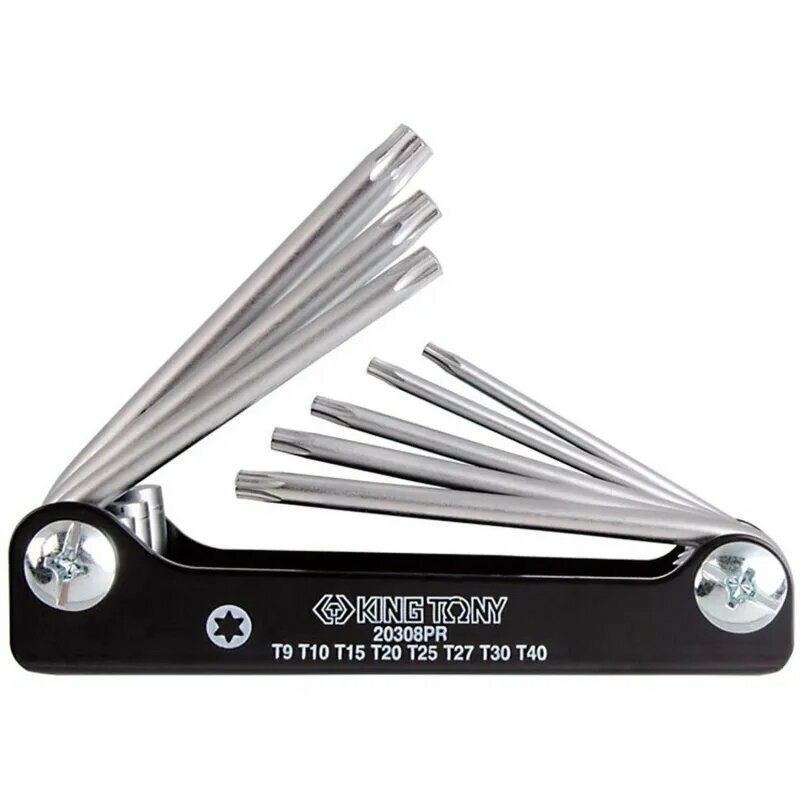 Набор ключей Г-образных Torx, T9-T40, складные, 8 предметов KING TONY, 1955122