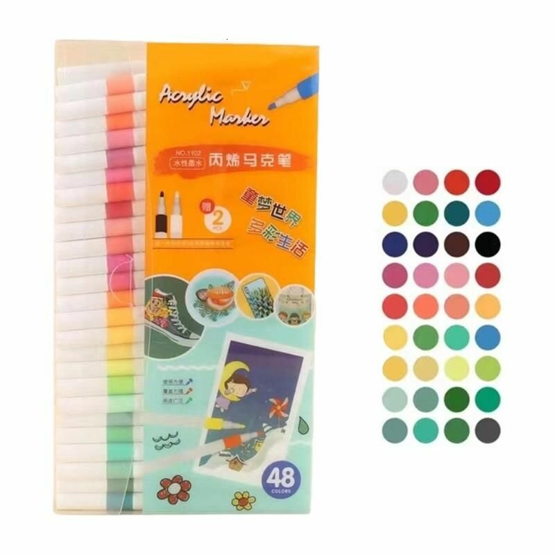 36/48/60 цветов быстросохнущие акриловые маркеры для рисования и раскрашивания для детей, 48 Цветов /Коробка