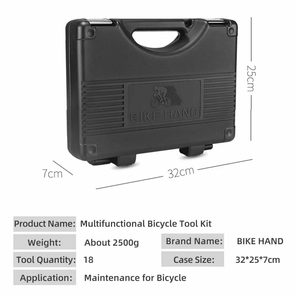 BIKE HAND YC-728 Мультиключ для ремонта велосипедов с набором инструментов, черный — фото 1