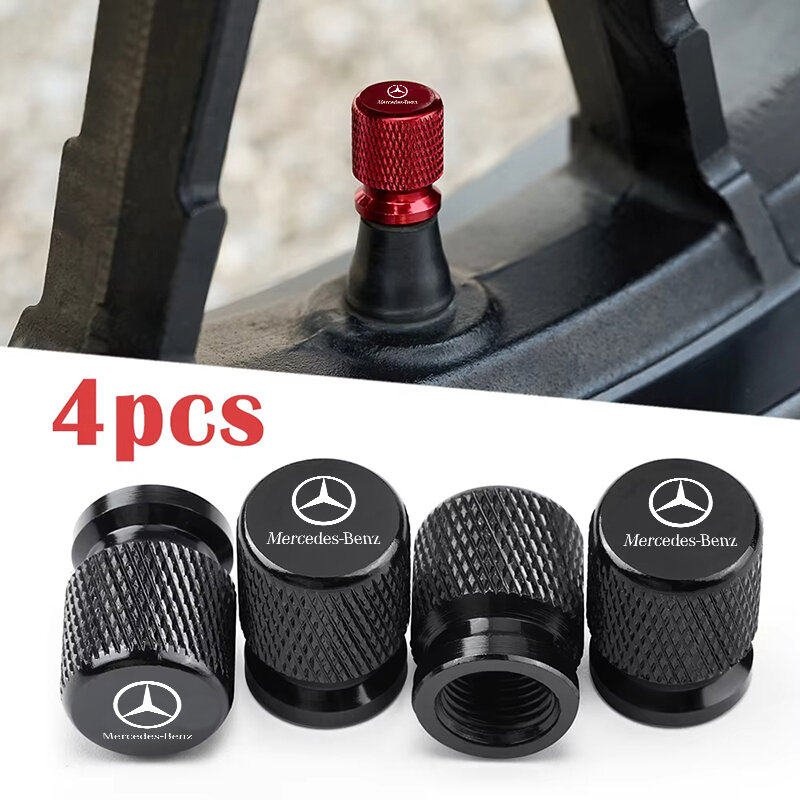 Колпачки на ниппель Mercedes-Benz, алюминиевые с уплотнительным кольцом, набор 4 шт, защита от пыли и коррозии
