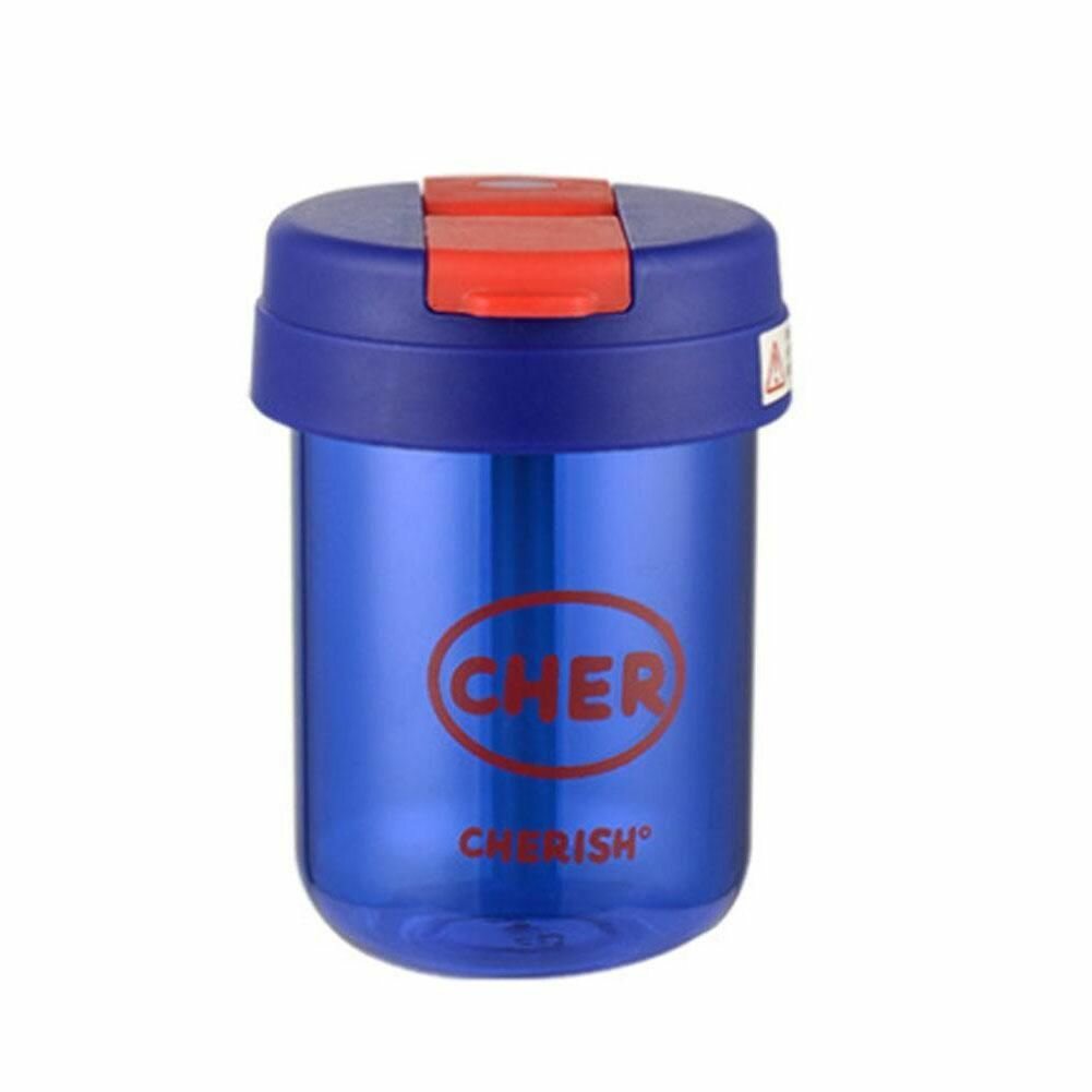 Детская пластиковая бутылка для воды объемом 300 мл с трубочкой, удобна для переноски.