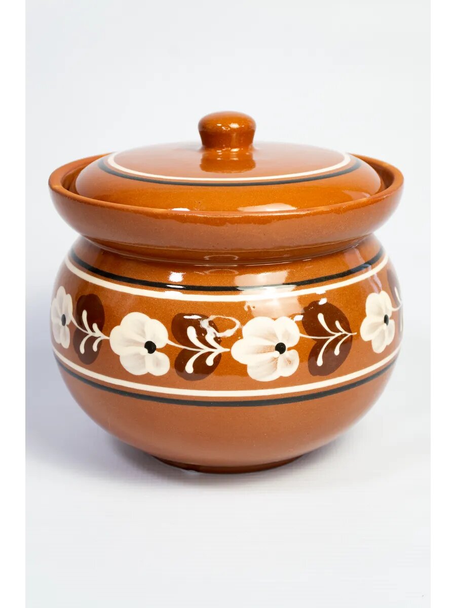 Супница "Ирина" 2,5 л, красная глина, ручная роспись