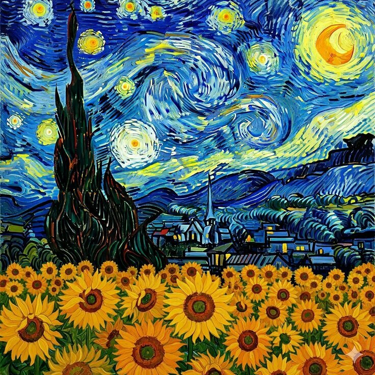 Алмазная живопись "Ван Гог, Звездная ночь", 5D, круглая, 40x50 см. Производитель: Brose Art.