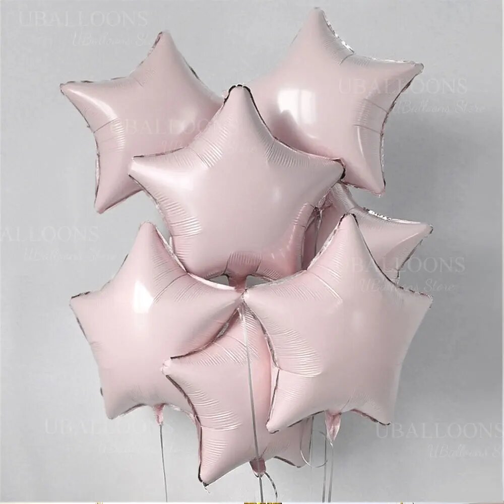 Розовые фольгированные шары-звезды Baby Pink