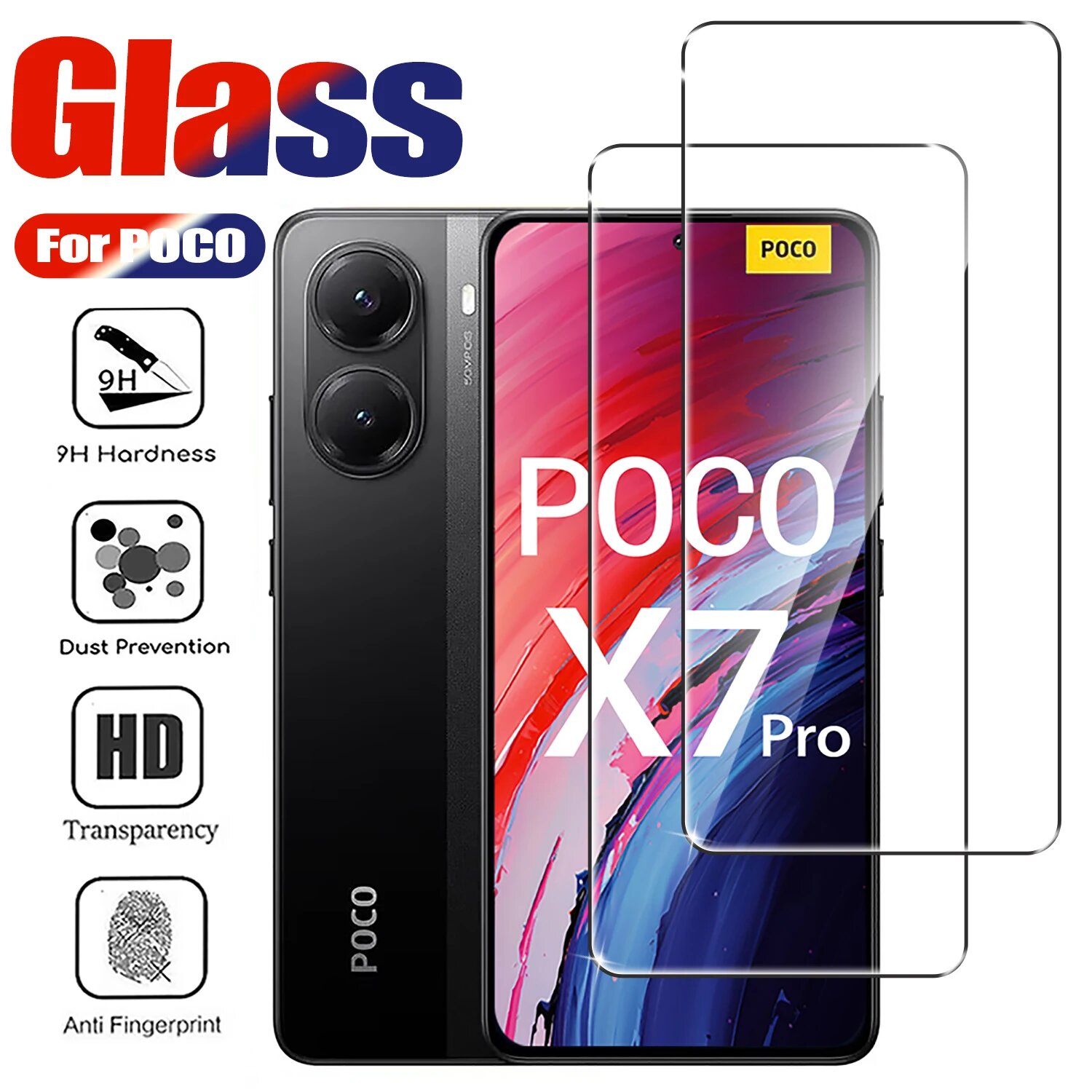 Защитное стекло для Xiaomi POCO X7 Pro (2 шт)
