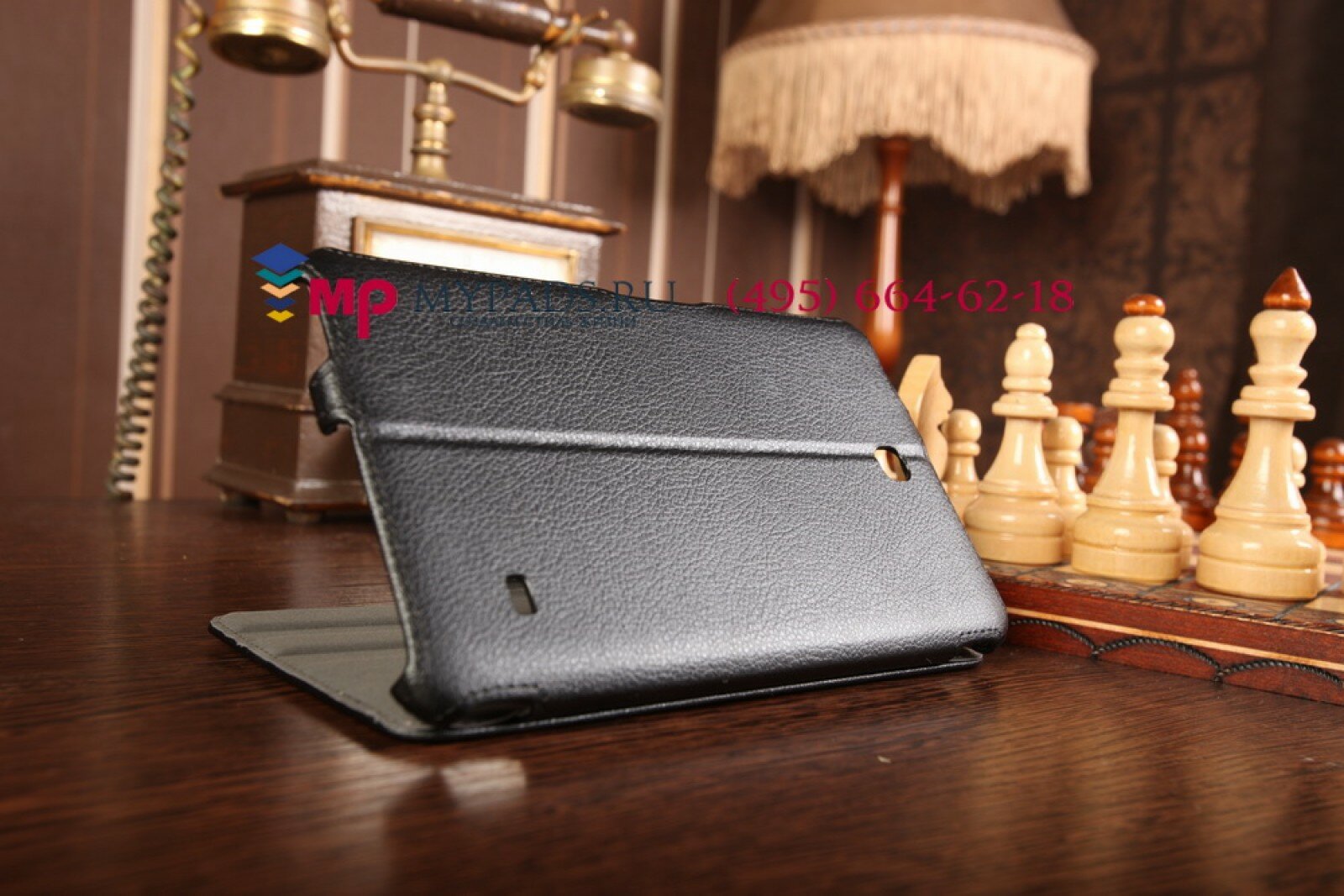 Чехол MyPads открытого типа с мульти-подставкой для Samsung Galaxy Tab 4 8.0 черный кожаный Deluxe