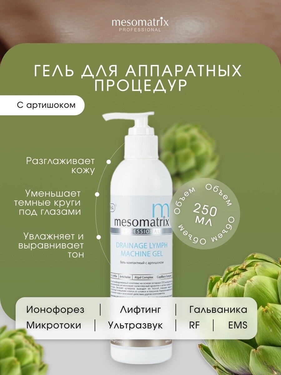 Аппаратный гель-проводник DRAINAGE LYMPH, от застойных явлений, Mesomatrix, 250 мл
