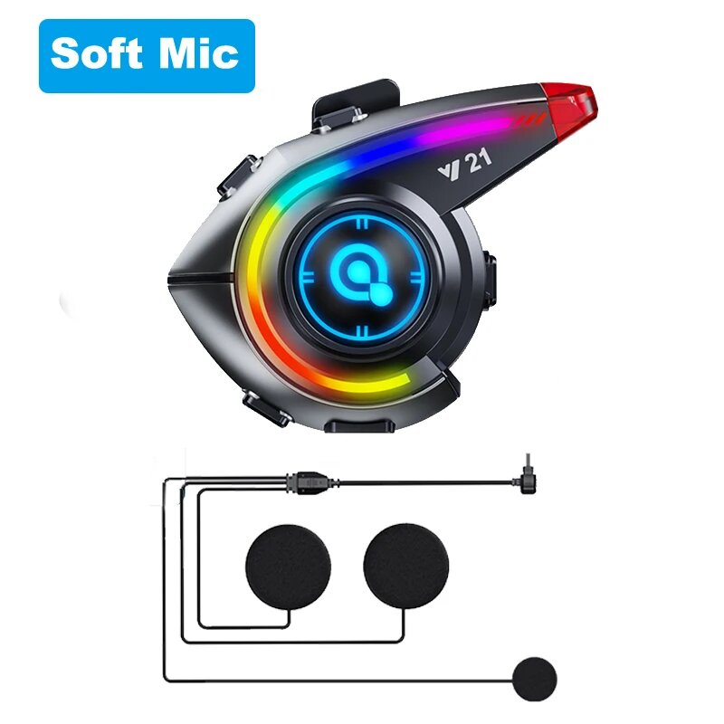 Y21 Soft Mic Наушники для мотошлема, RGB