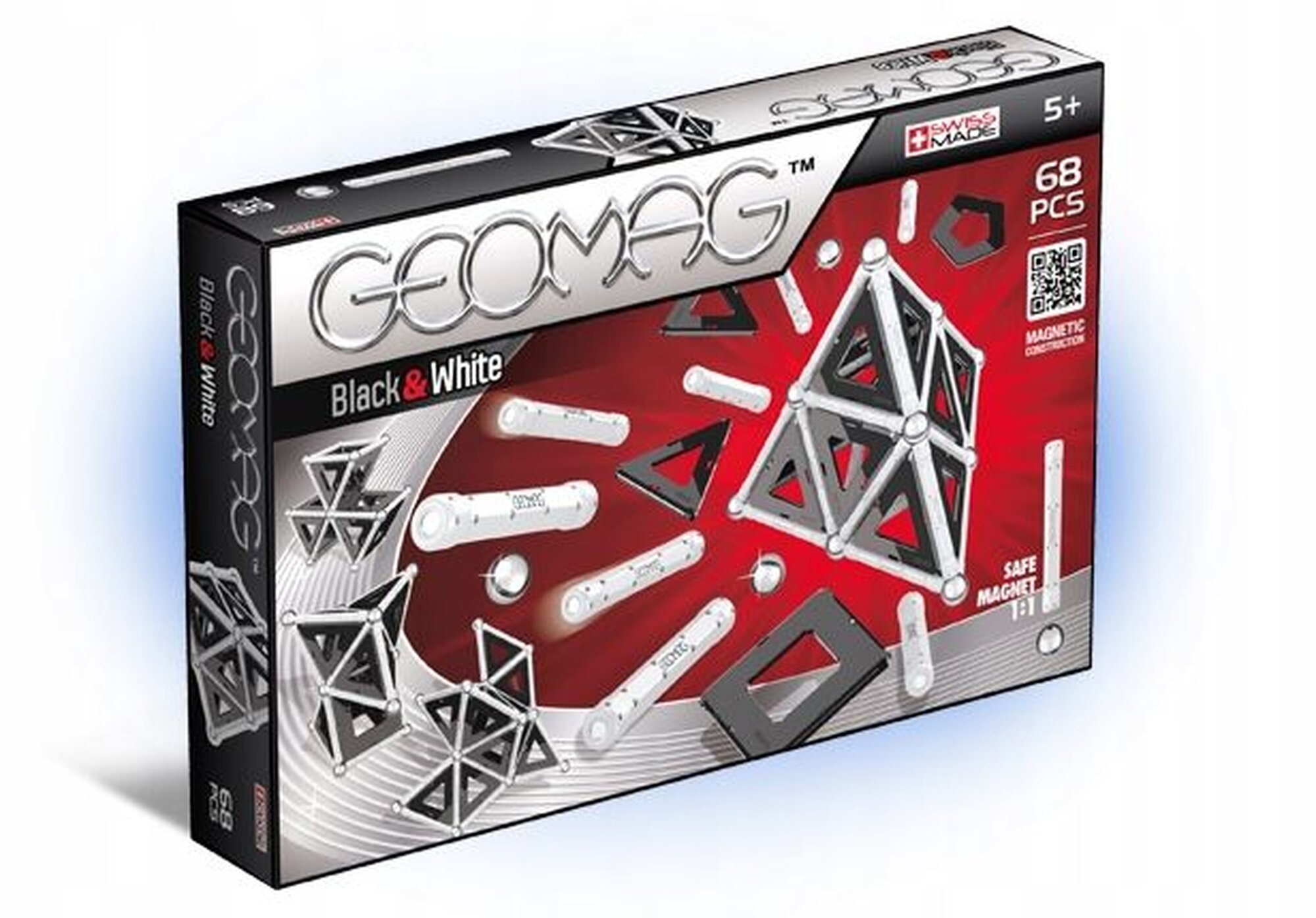 Магнитный конструктор Geomag - Набор магнитных блоков черно-белые, 68 эл - 871772000129
