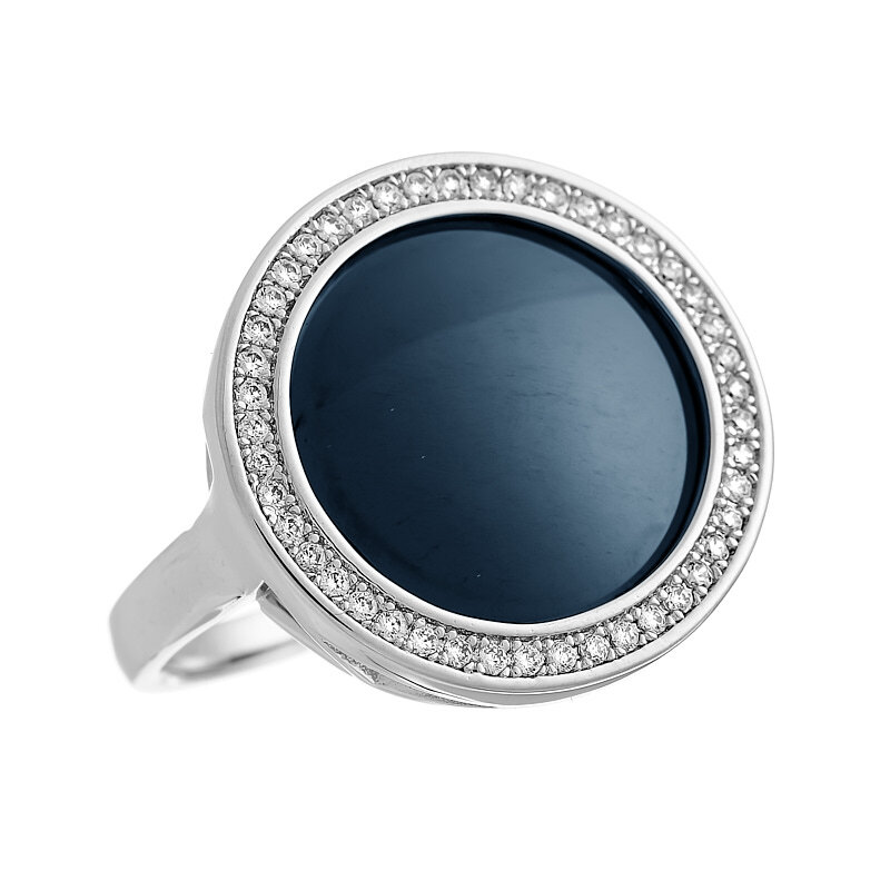 Кольцо, серебро, 925 проба, керамика, фианит