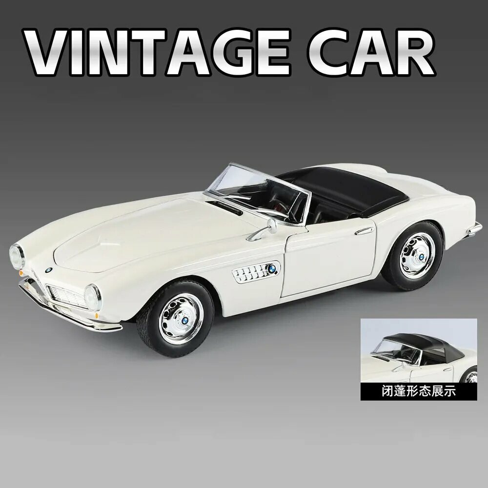 1:24 BMW 507 1950 Классический спортивный автомобиль, Детские игрушки для автомобилей, Коллекционные предметы, Со звуком и светом