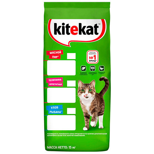 Kitekat Китикет Сухой корм для кошек Аппетитная Телятинка 15 кг
