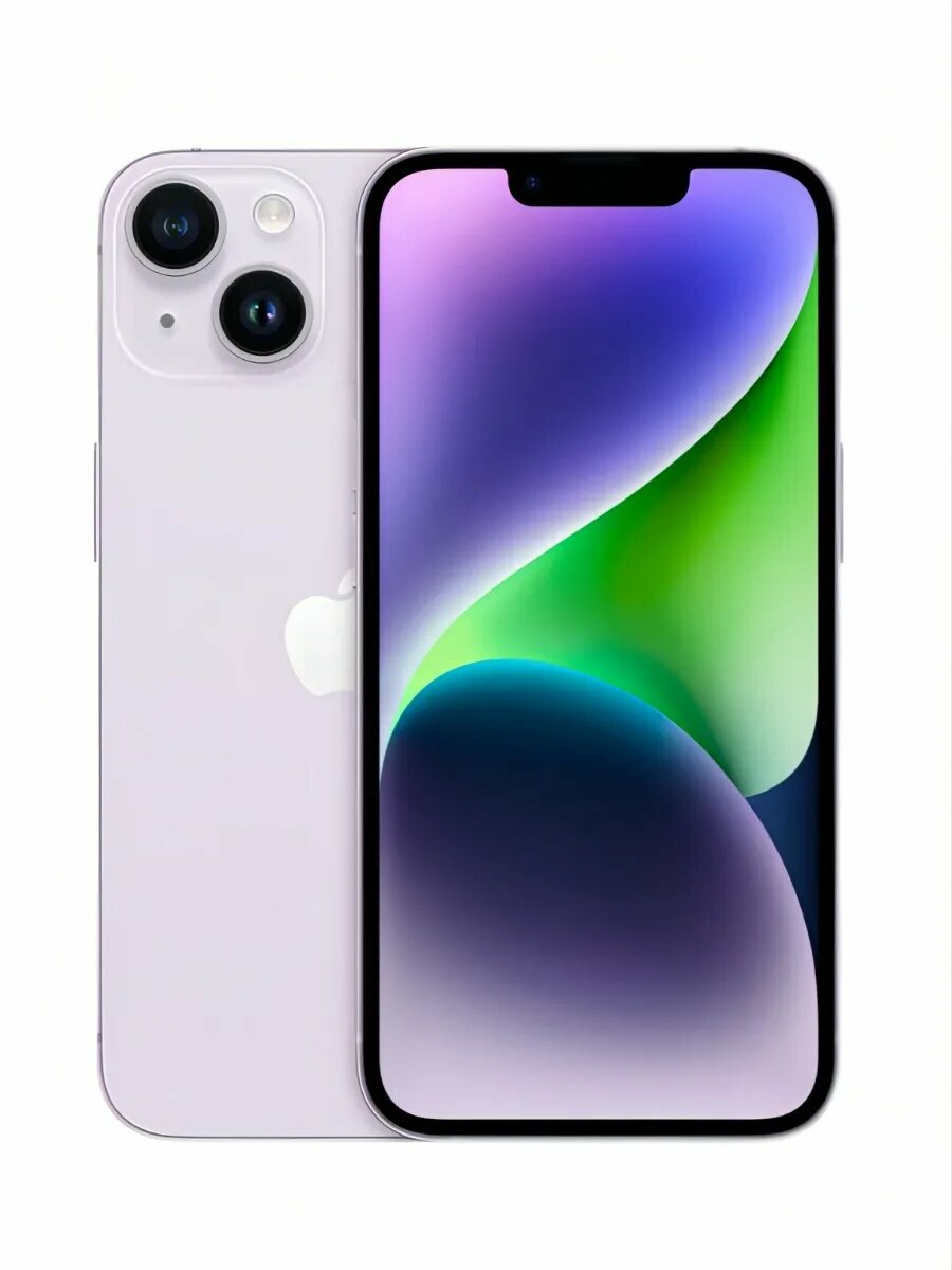 Смартфон Apple iPhone 14 128 ГБ, мощный процессор A15, камера pro ночью, экран OLED 6.1", фиолетовый（purple）