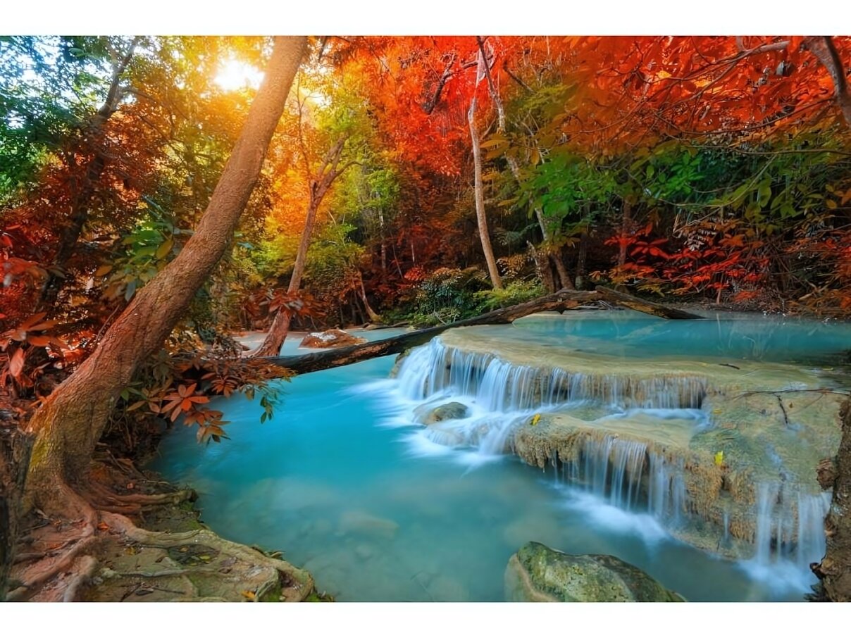 Алмазная мозаика "Зеркальный водопад" 20х30 см на картоне, частичная выкладка, 22 цвета, набор для творчества