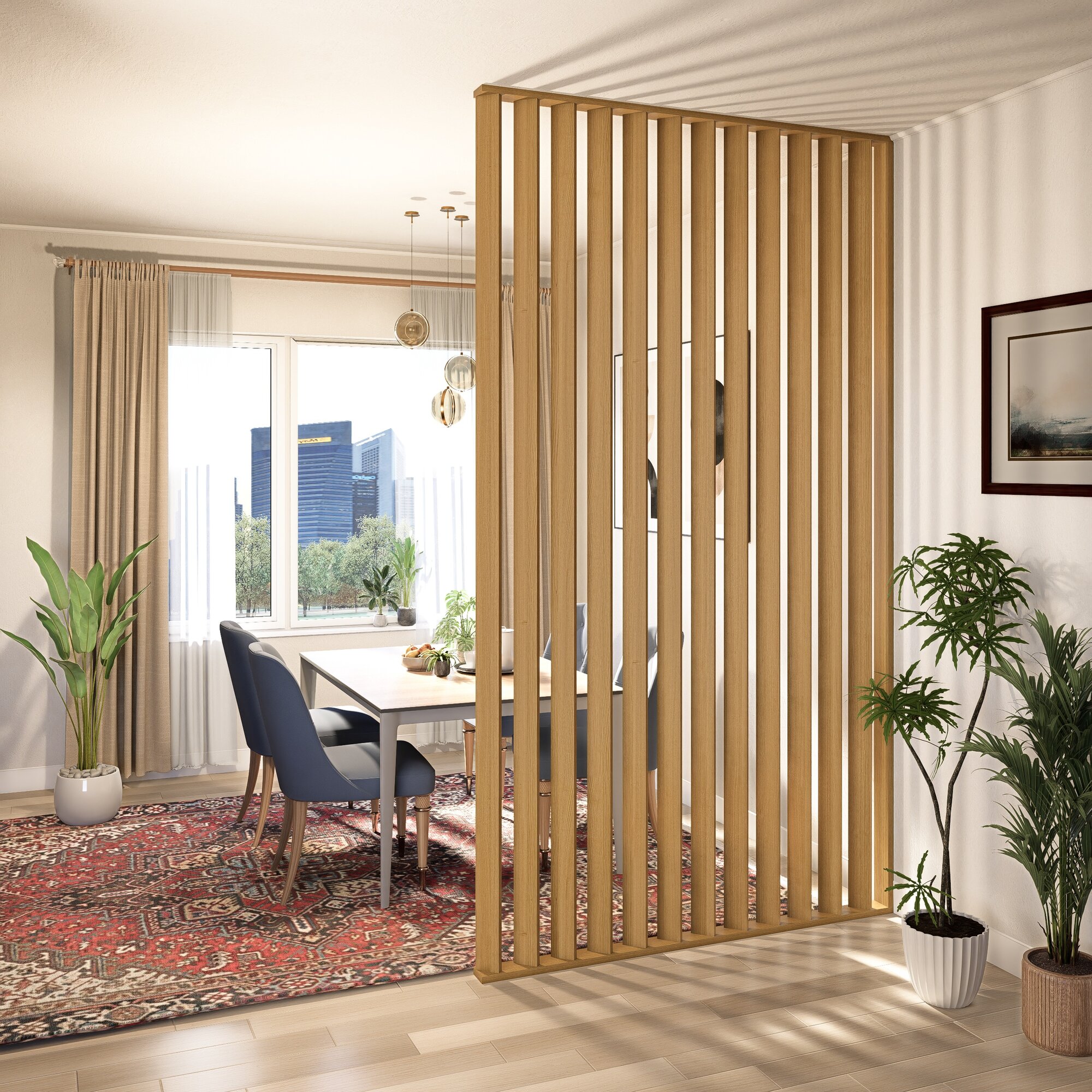 Реечная перегородка для зонирования пространства 1558 мм, Дуб Сонома