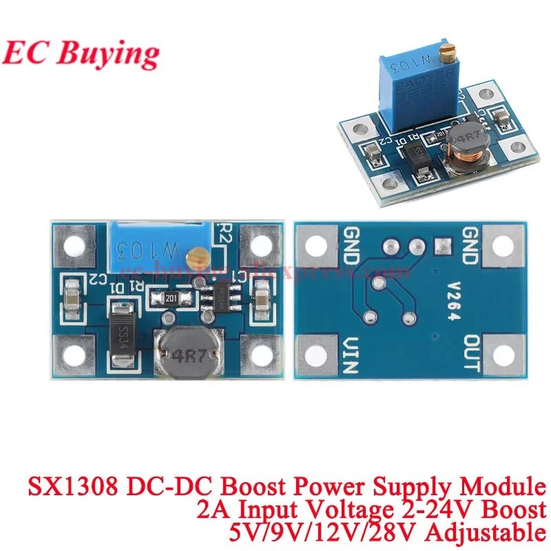 SX1308 DC-DC Boost 2A 2-24V 5/9/12/28V Регулятор