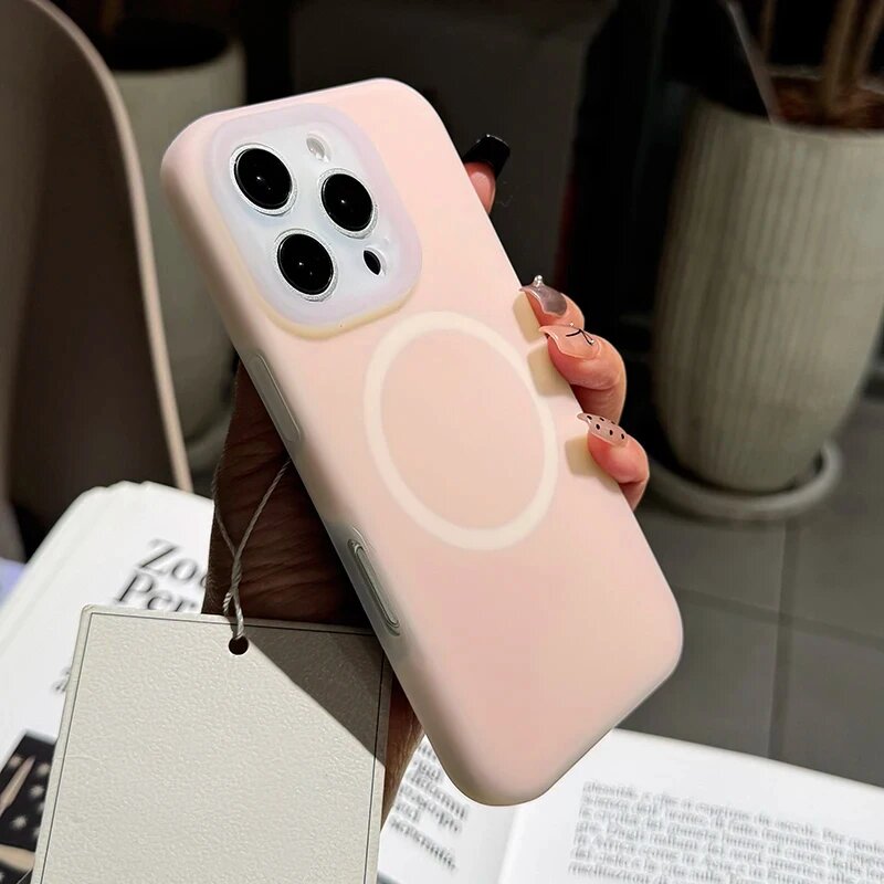 Розовый чехол для iPhone 14 Pro, силикон, MagSafe