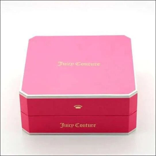 Шкатулка Juicy Couture для украшений из картона, розовая прямоугольная, 9x5x9 см, с замком