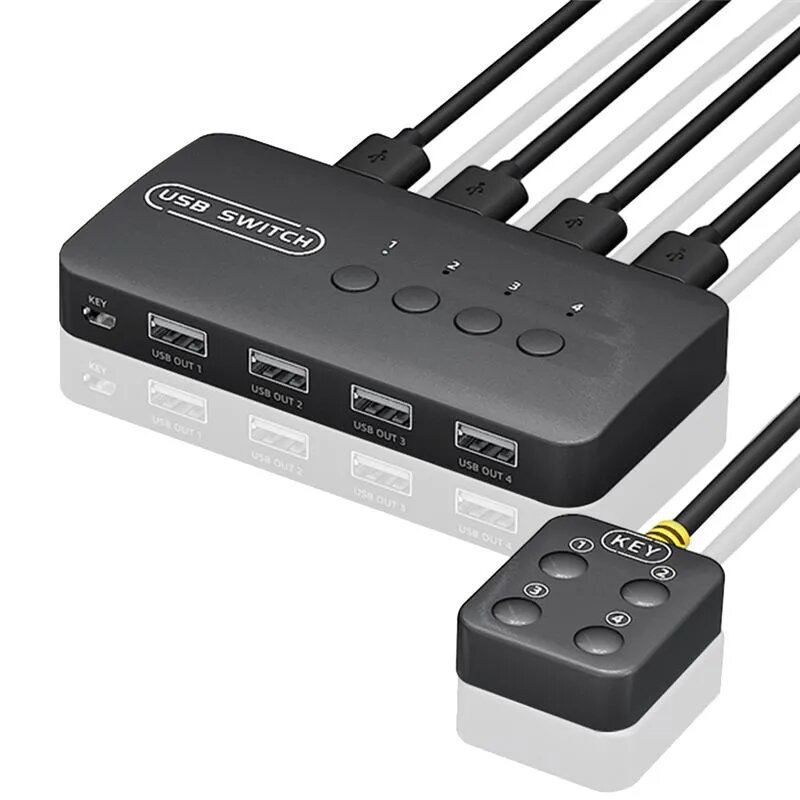 KVM-переключатель USB-переключатель Адаптер общего контроллера 4 входа 4 выхода