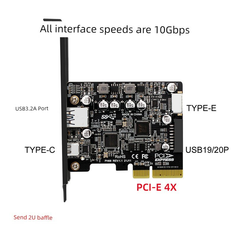Адаптер PCIe 4x в Type-C с USB 3.0 и скоростью 10 Гбит/с, самопитание