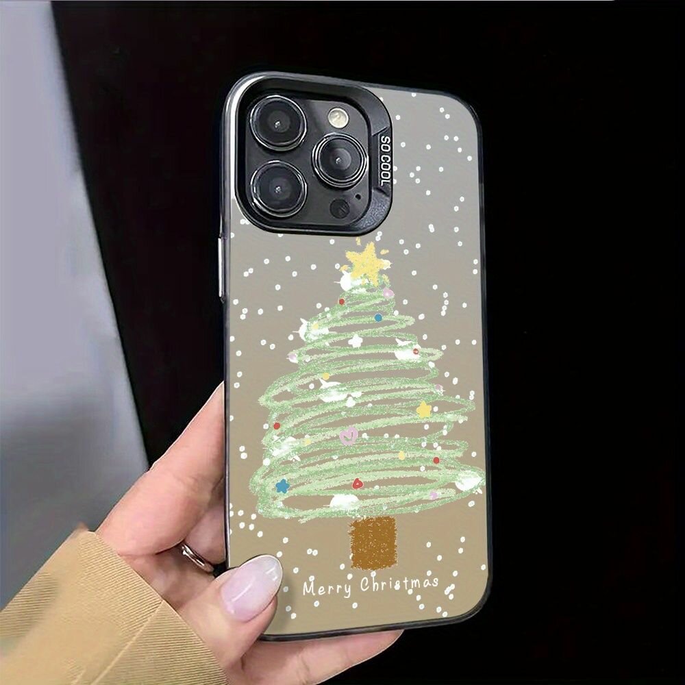 Чехол на Айфон 15 / iPhone 15 черный с Рождественская Елка Детский силиконовый ударопрочный