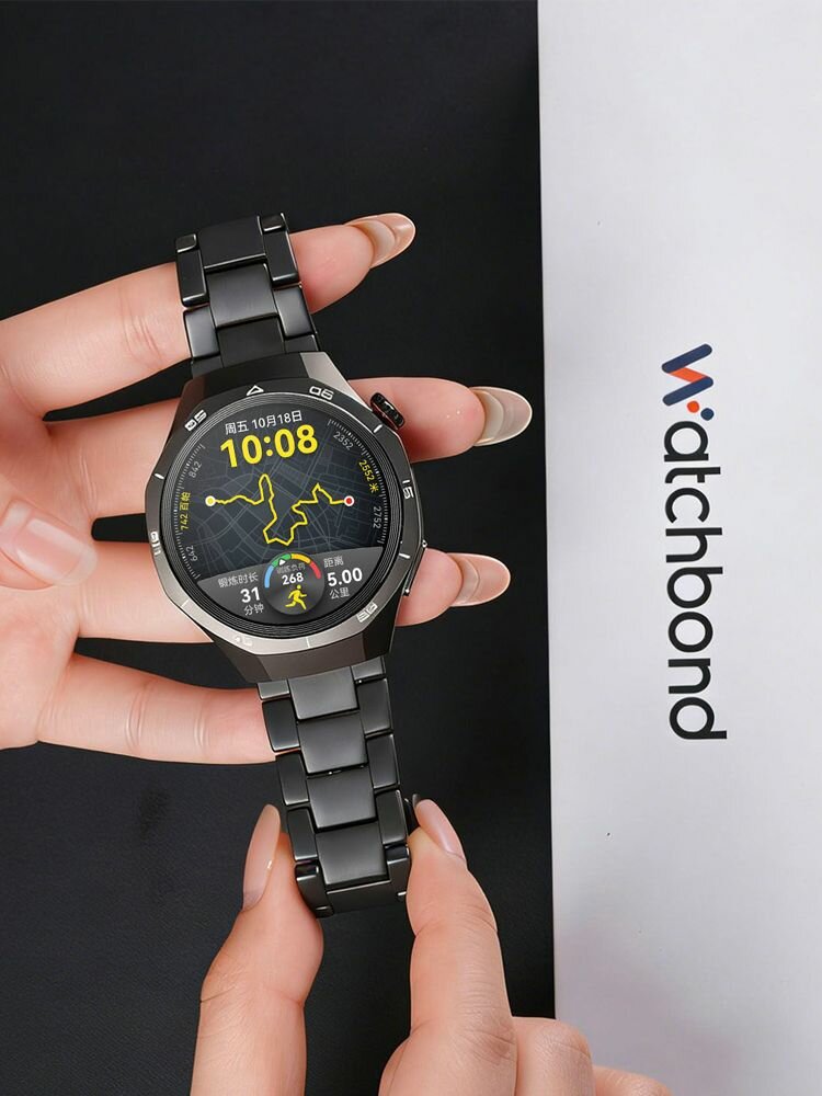 Керамический ремешок 22 мм для Huawei Watch GT6 Pro, GT6, GT5, GT4, Watch 5, 5 Pro, 4 Pro, быстросъемный черный ремешок для мужских умных часов