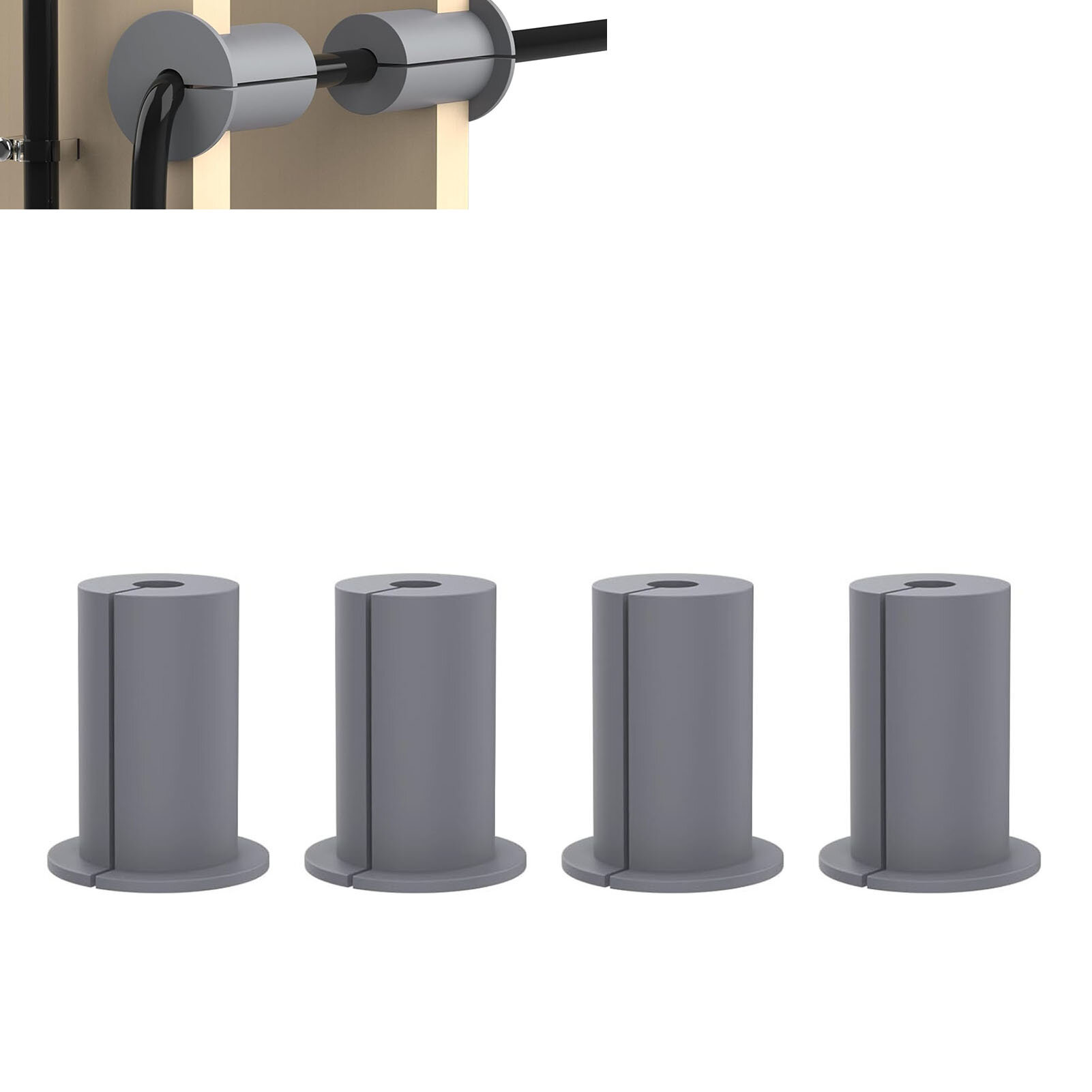 4 шт, втулка для кабеля Ethernet, 1 дюйм, резиновая втулка для настенного кабеля, сквозная втулка для дома и на открытом воздухе, серая