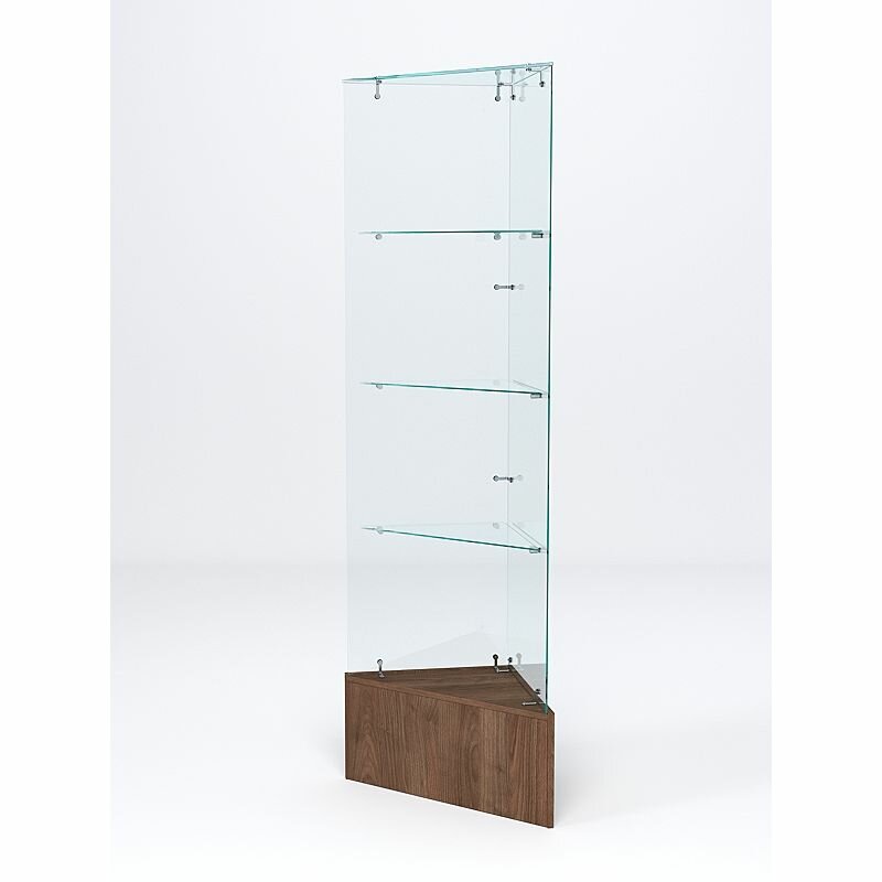 Витрина стеклянная "истра" угловая №109-У трехгранная (без дверок, бока - стекло), Орех