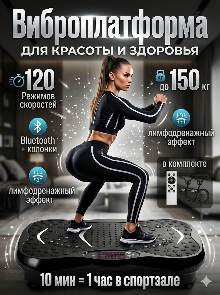 Виброплатформа для похудения тренажер до 200 кг С блютуз，регулировка амплитуды, 49 программ