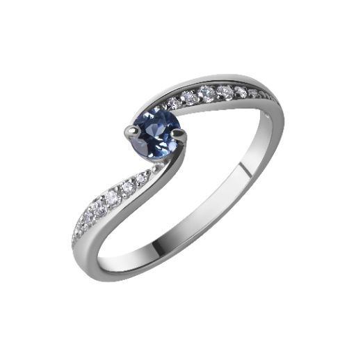 Кольцо дорожка, серебро, 925 проба, родирование, танзанит