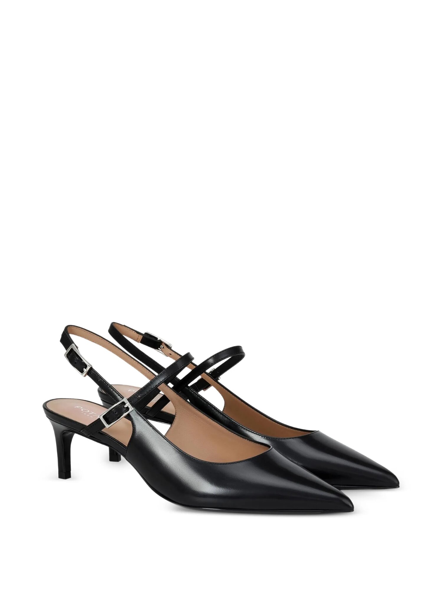 Туфли POTAMY Buckle strap leather pumps, размер 37, black/black — фото 1