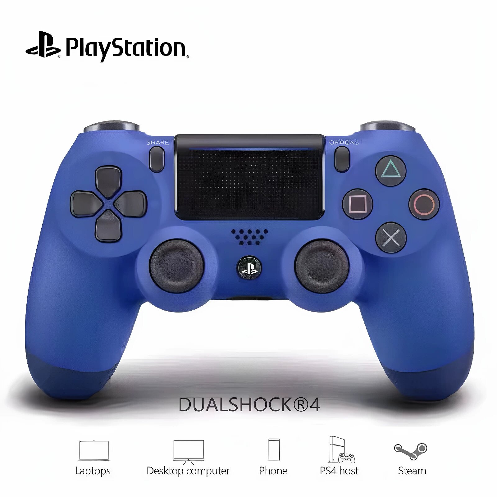 Беспроводной Bluetooth-контроллер PS4 для Android, смартфона, ПК и Steam — Синий
