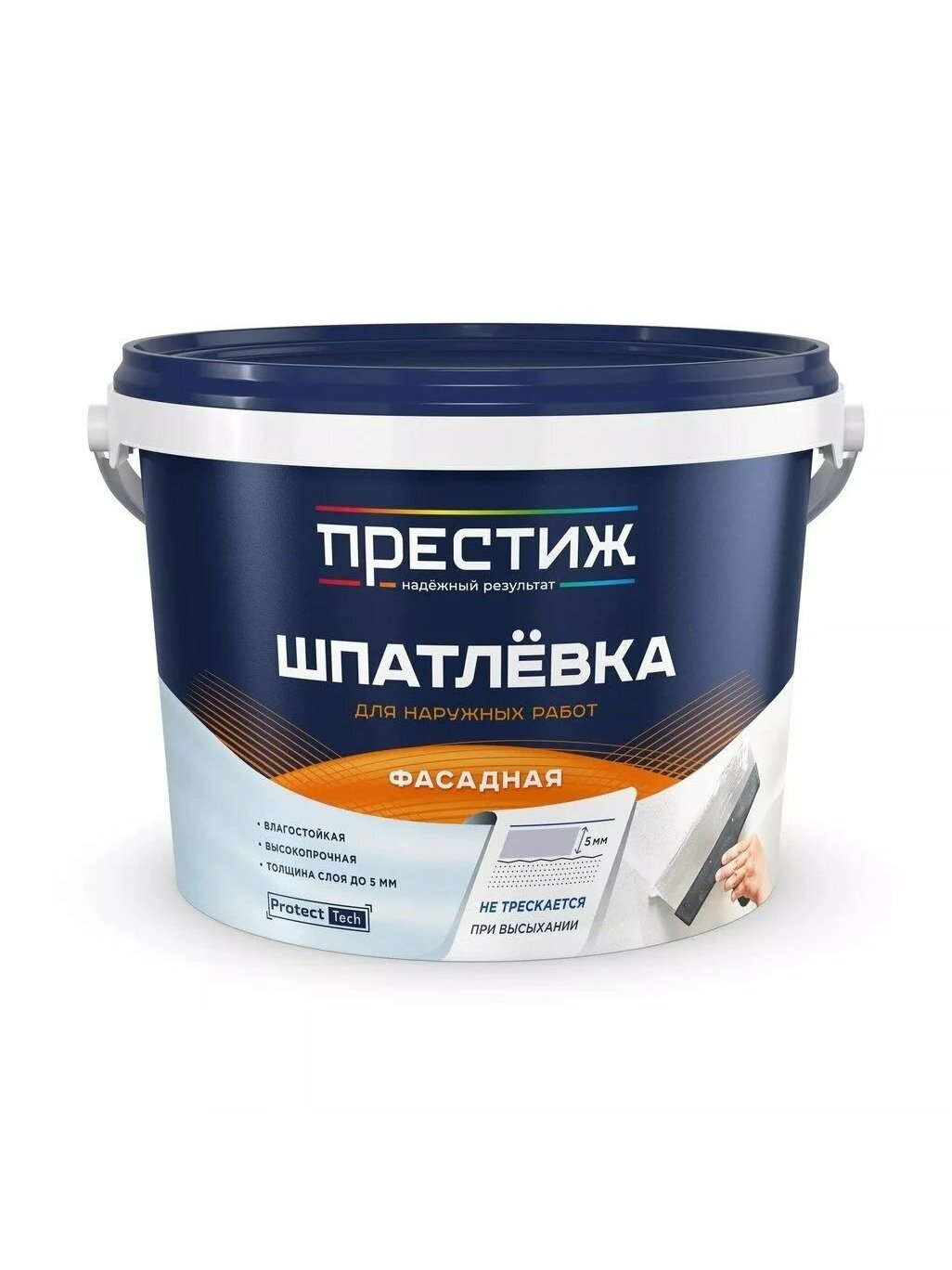 Шпатлевка Престиж акриловая фасадная для наружных работ 5 кг белая для кирпича бетона и OSB универсальная строительная смесь