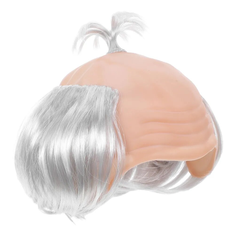 Парик лысого самурая из высокотемпературного силикона серебристого цвета для декора