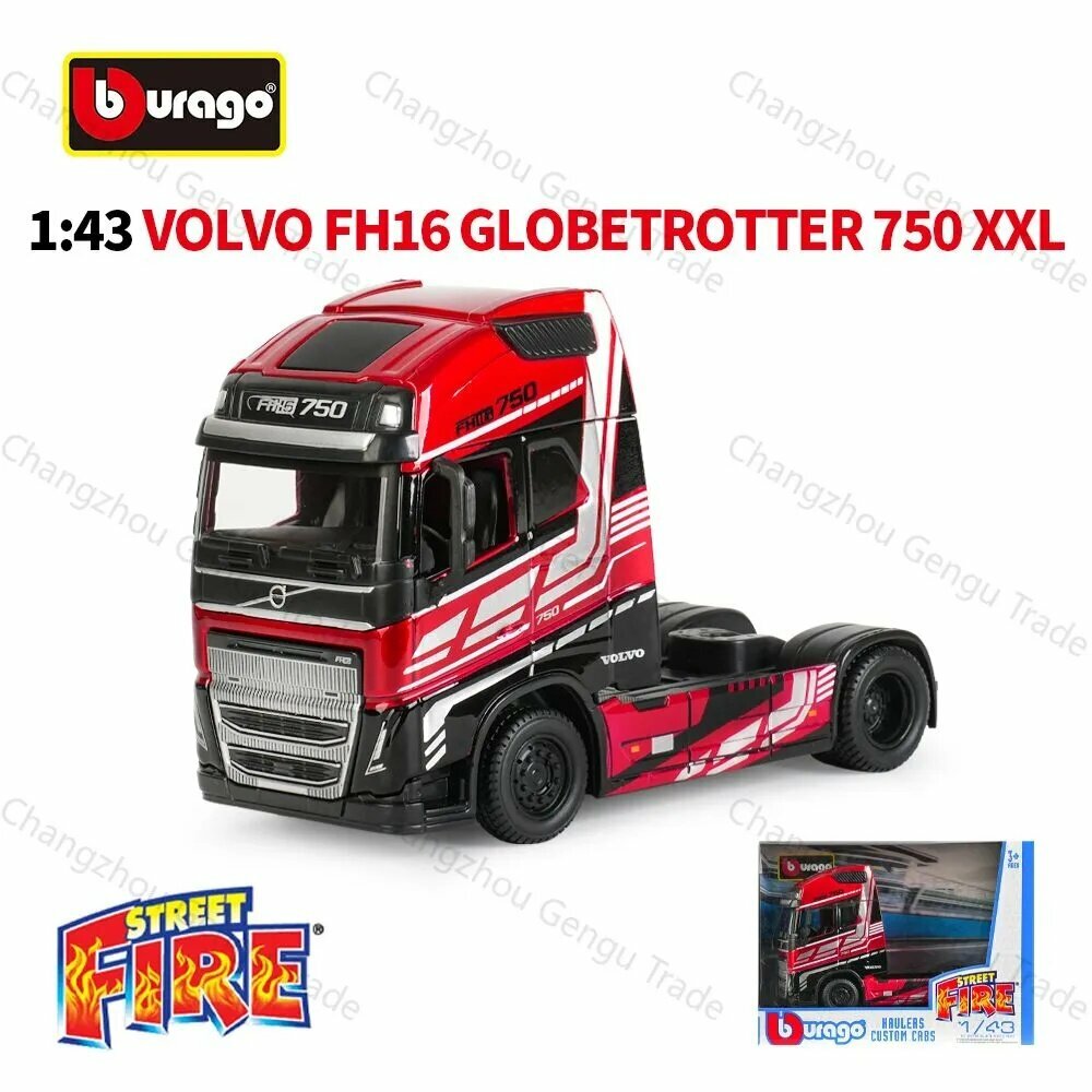 Bburago 1:43 Volvo FH16 Globetrotter 750 XXL, Haulers Custom Cabs отлитая под давлением Коллекционная модель автомобиля
