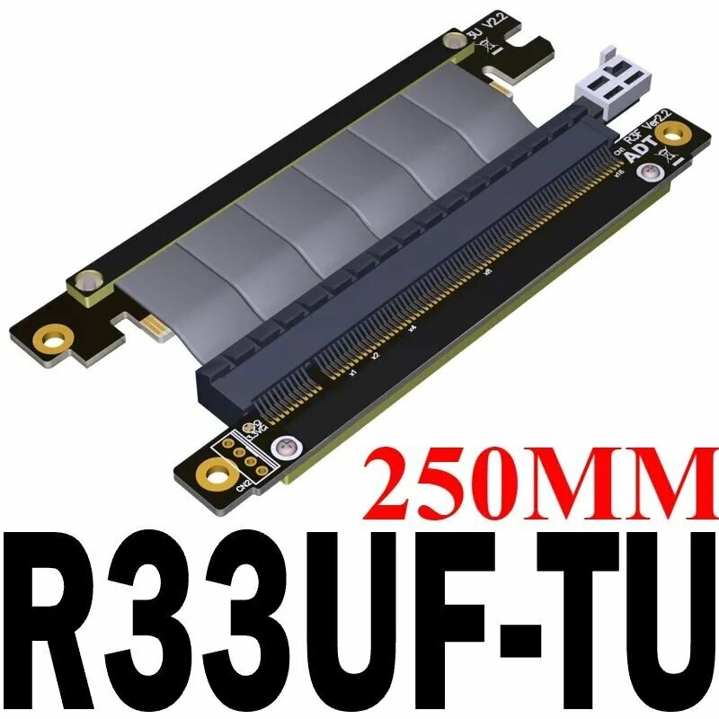 Удлинительный кабель для видеокарты ADT dual reverse PCI-E x16 3.0 16x, совместимый с корпусом A4 ITX