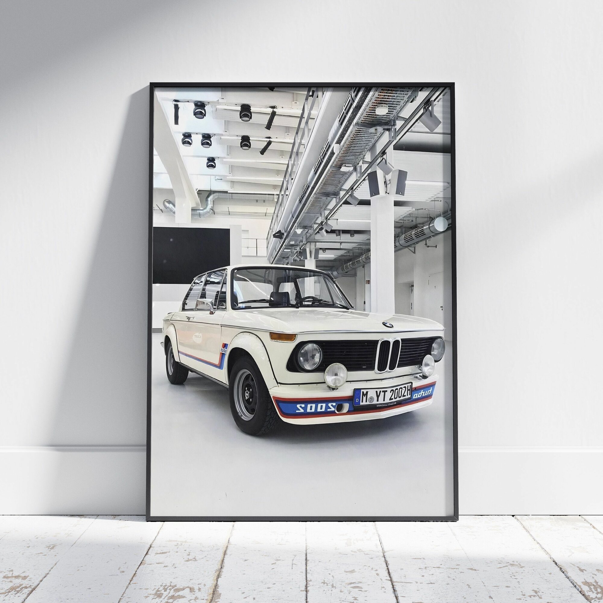 Плакат на стену для интерьера Культовые машины (BMW 2002 Turbo 4) - Постер по легендарным и классическим ретро автомобилям формата А4 (21x30 см)