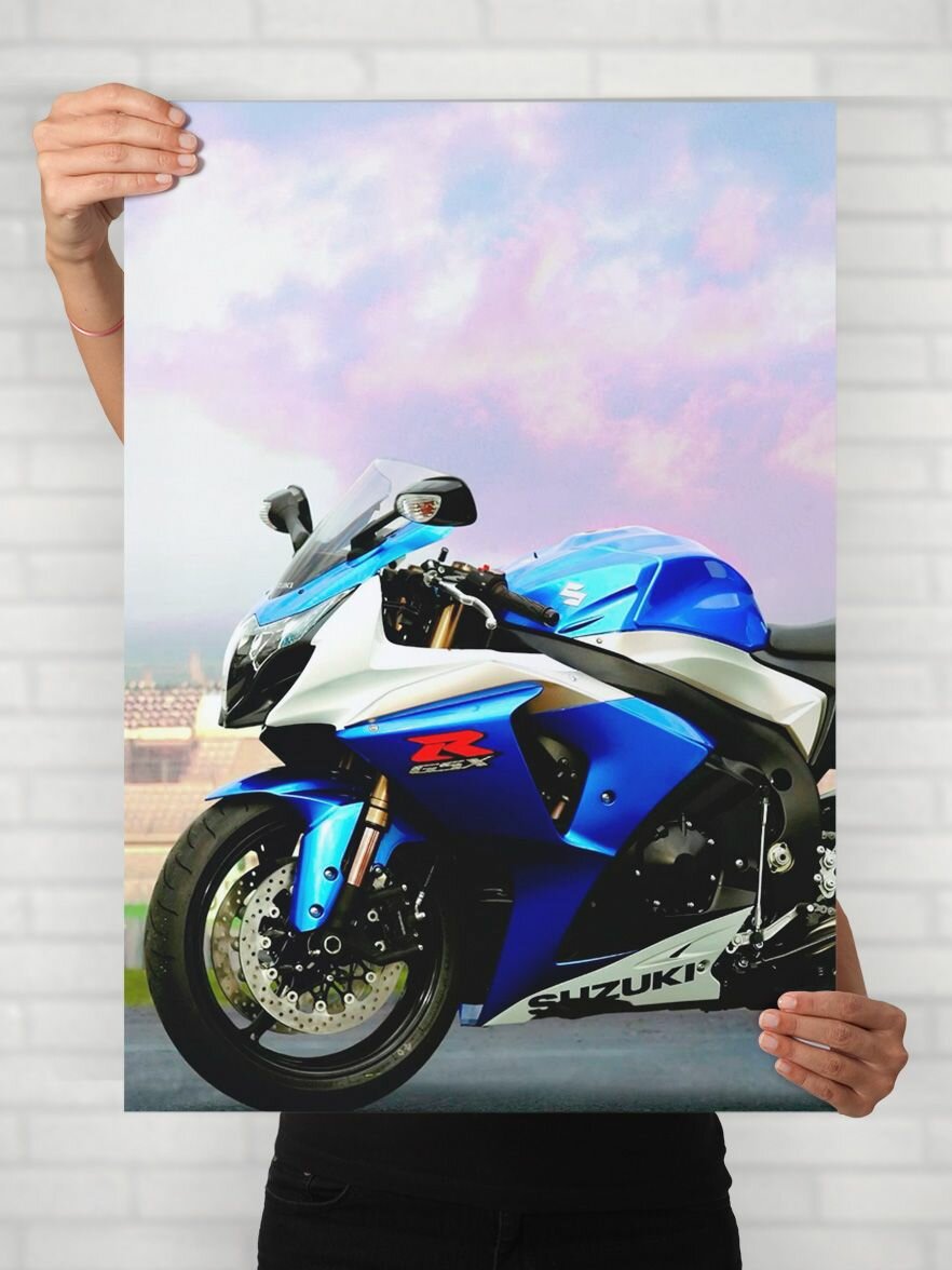 Плакат на стену для интерьера Мотоцикл (Suzuki GSX-R1000 2) - Постер по мото и байкам формата A1 (61x84 см)