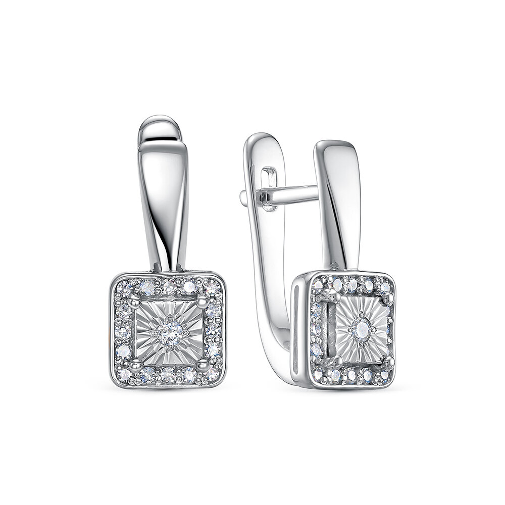 Серьги, белое золото, 585 проба, бриллиант