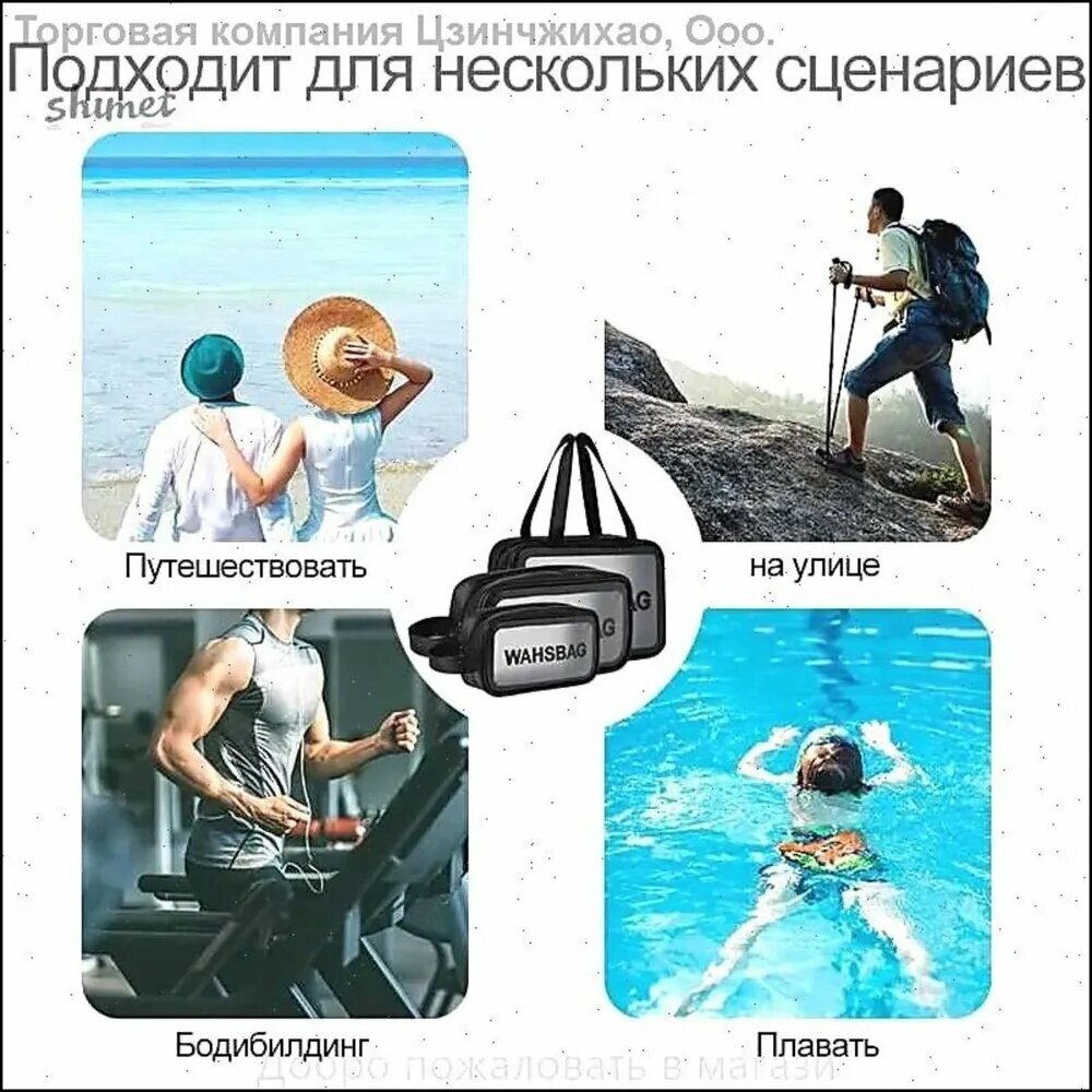 Косметичка синего цвета, компактная, для косметики и мелочей, повседневная, 1 штука — фото 1