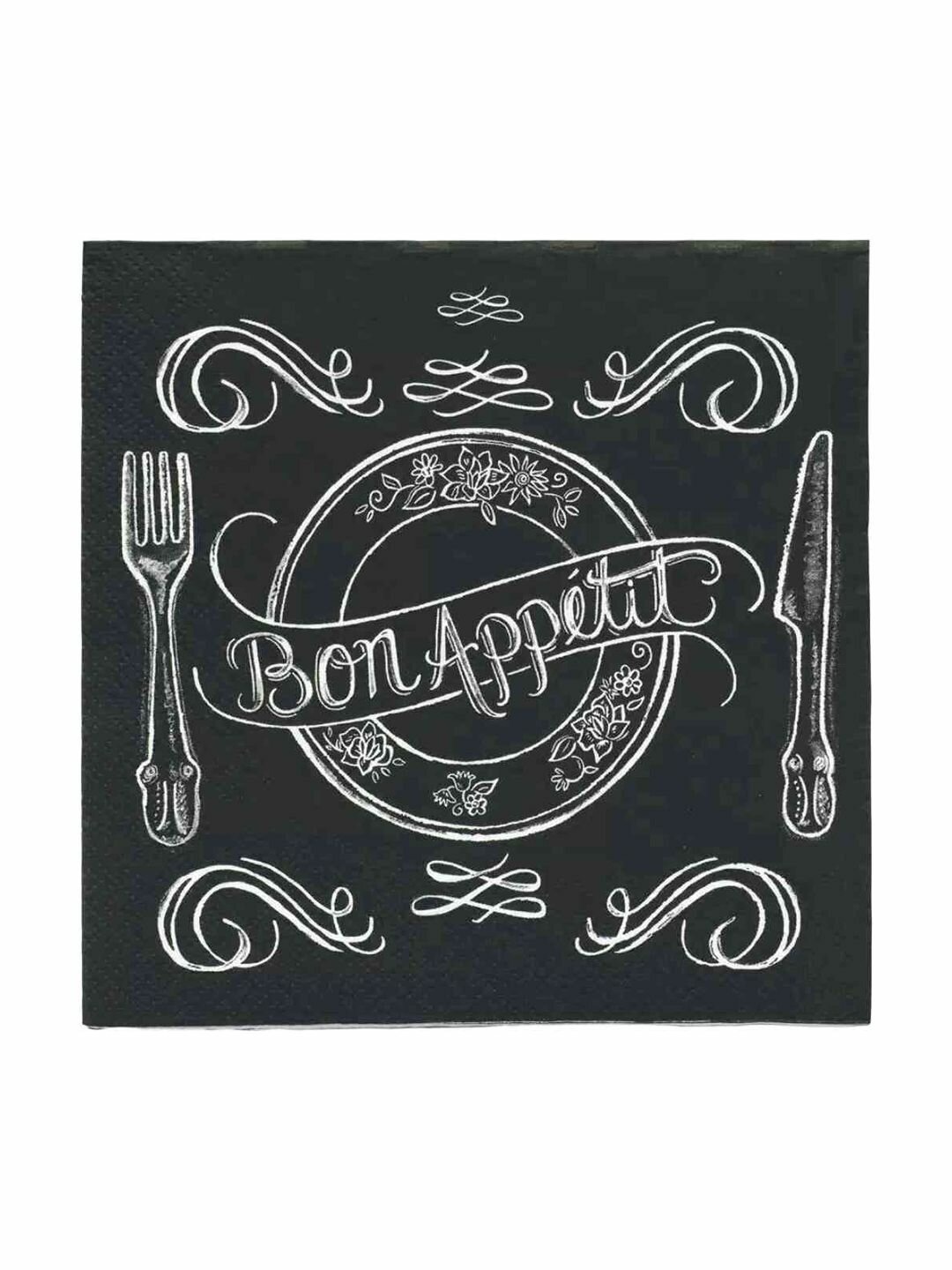 Салфетки бумажные трехслойные "Art Bouquet Натюрморт" Bon Appetit. Черный АртБукет, 33х33 см, в пачке 20 штук