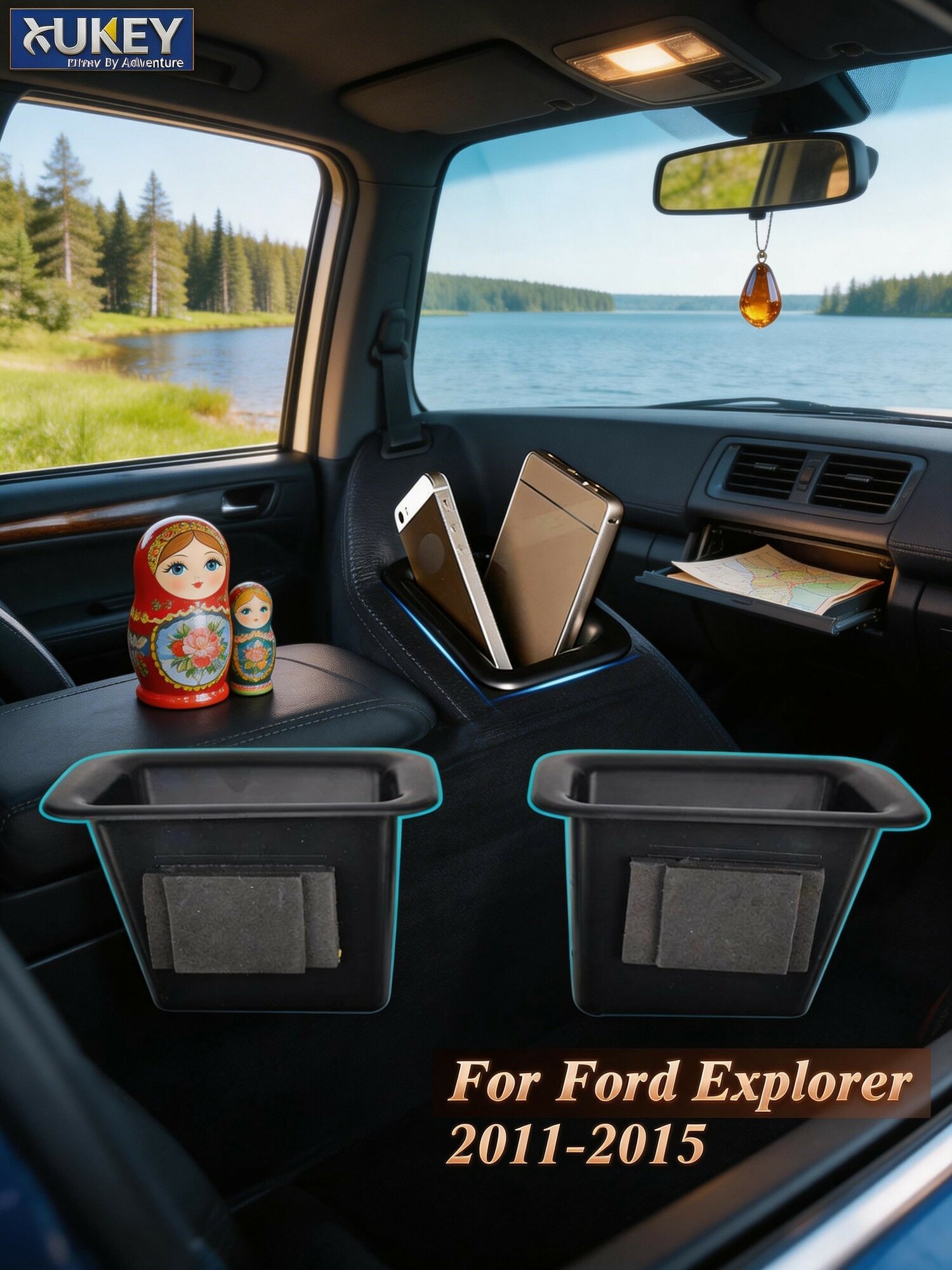 Для Ford Explorer 2011-2015, дверной ящик для хранения и внутренняя ручка с подлокотником, контейнер для чашки и мелочей, установка без инструментов