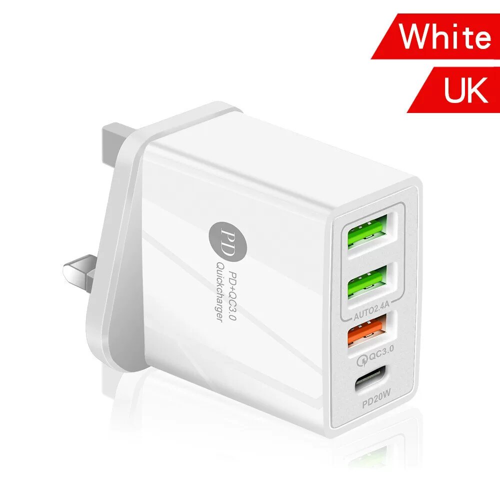 Британский стандартный зарядник 20 Вт 36PWD+3USB, версия для Гонконга, 4-портовое зарядное устройство для путешествий,