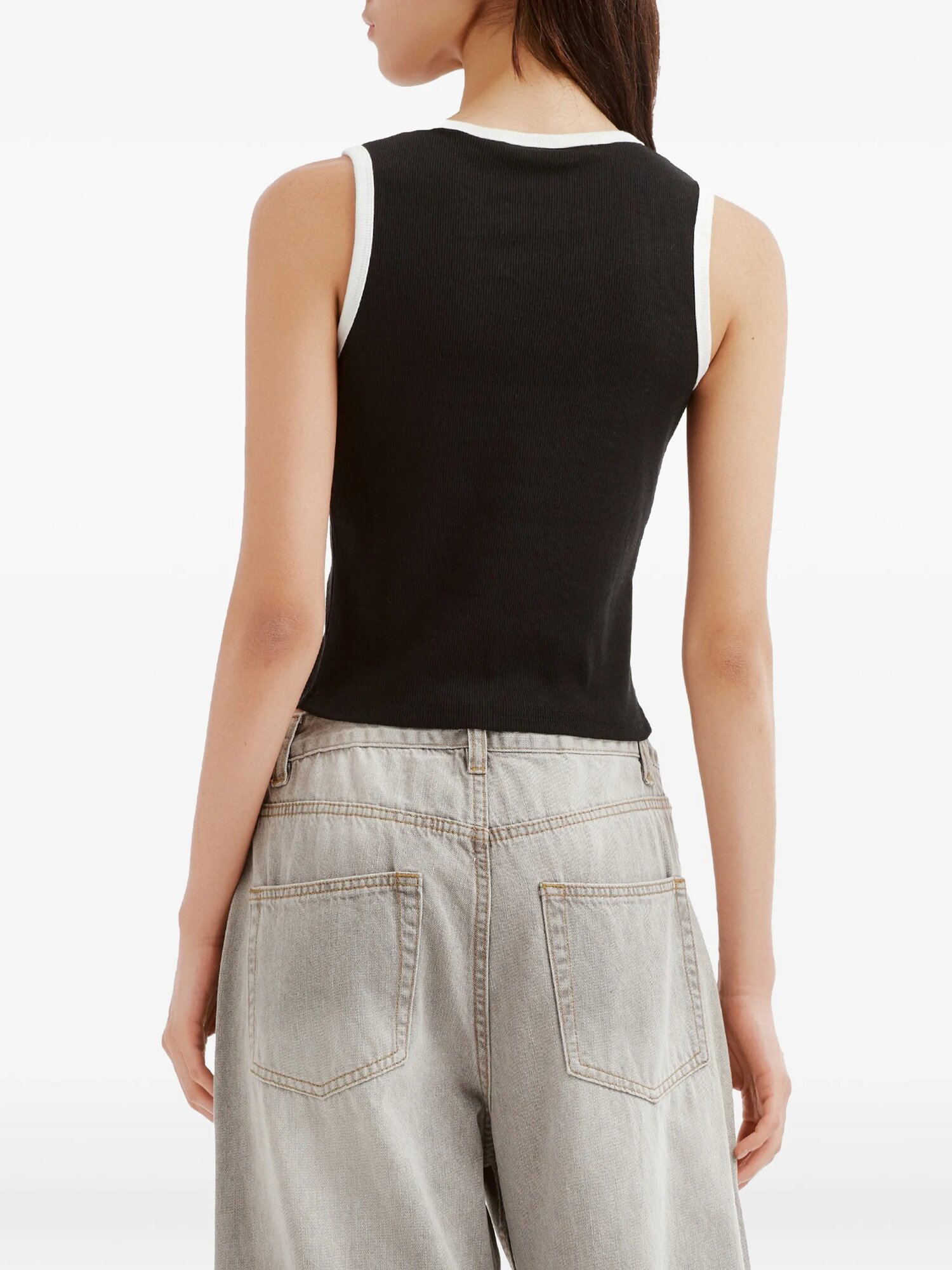 Топ fingercroxx Contrast-trim embroidered top, размер 44 — фото 1