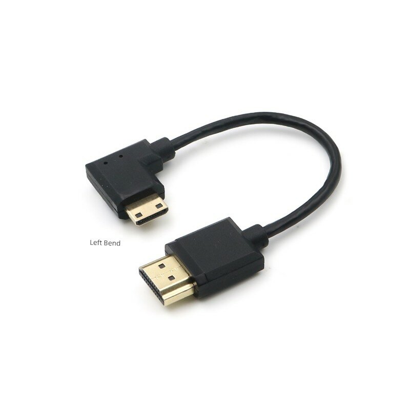 Кабель Mini HDMI с левым изгибом 15 см поддерживает 4K@60Hz для устройств длиной до 0.5 м, идеально для подключения