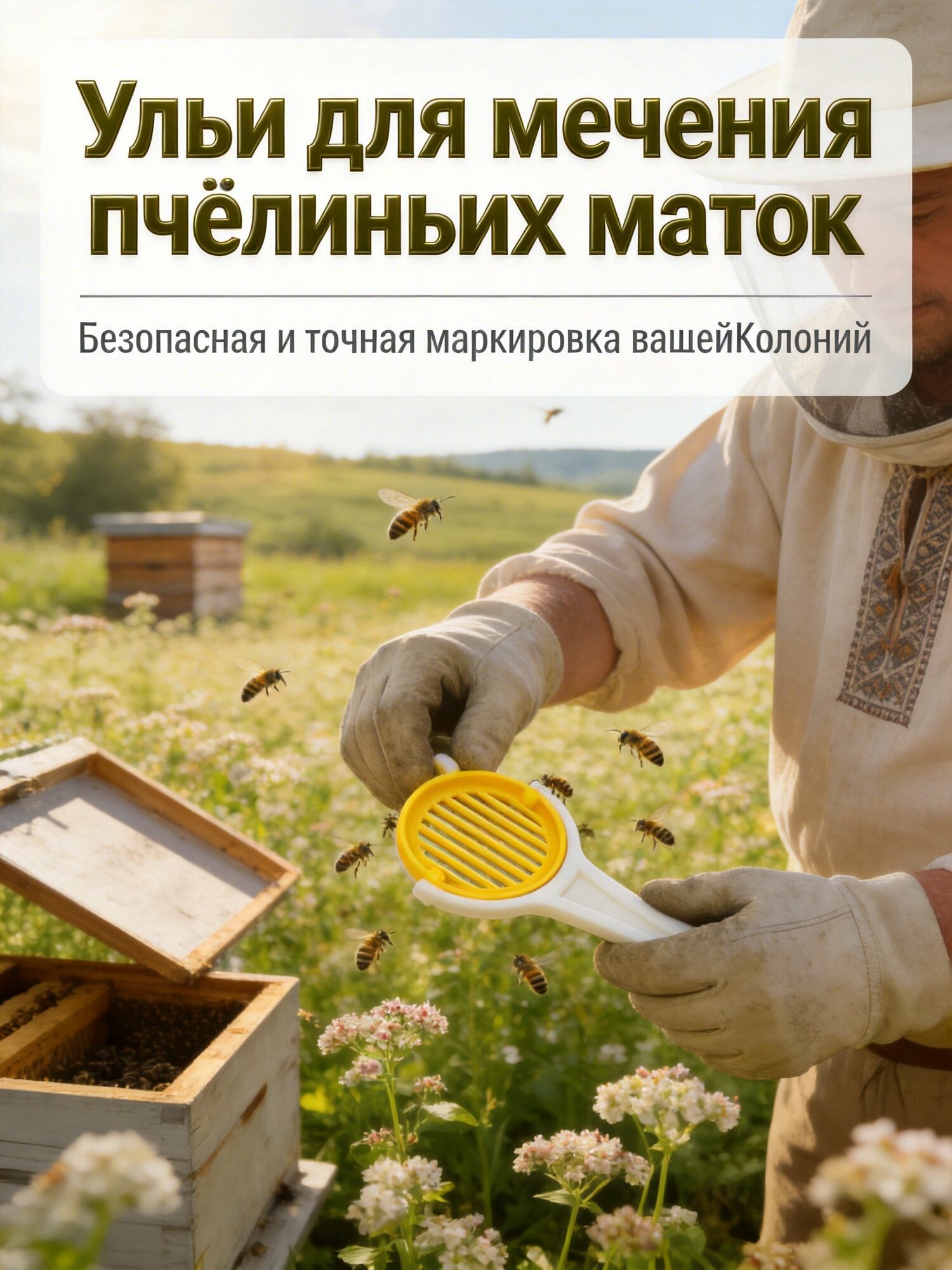 Клетка для маркировки пчелиных маток, прозрачный пластиковый инструмент с губкой и бутылочкой для безопасной отметки королевы на пасеке