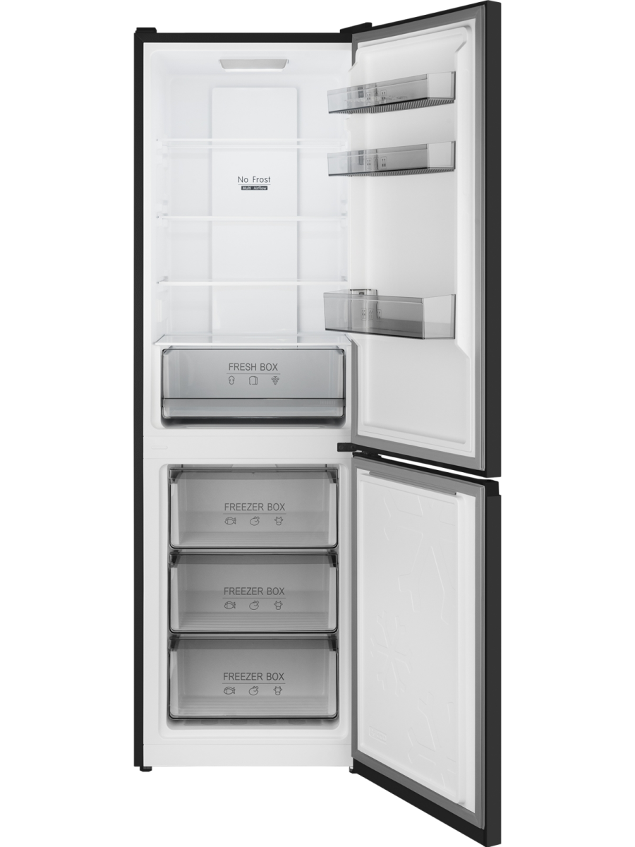 Холодильник Weissgauff WRK 185 Total NoFrost Inverter Black Inox двухкамерн. общий объем 310л черная сталь инвертер (437276)