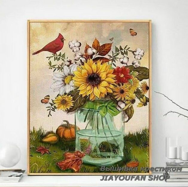 Набор для вышивания крестом, 14 Канiteй (14CT), канва 50x60 см, готовая вышивка 40x50 см